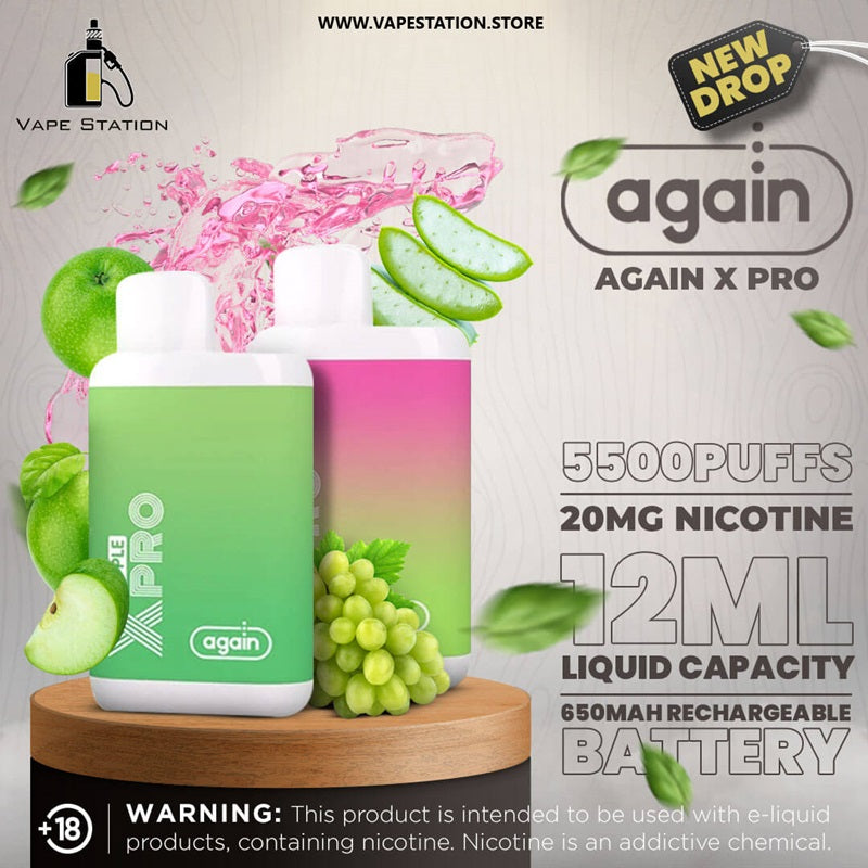 Again X PRO 5500 Puff Rechargeable Disposable Vape – Vape Station