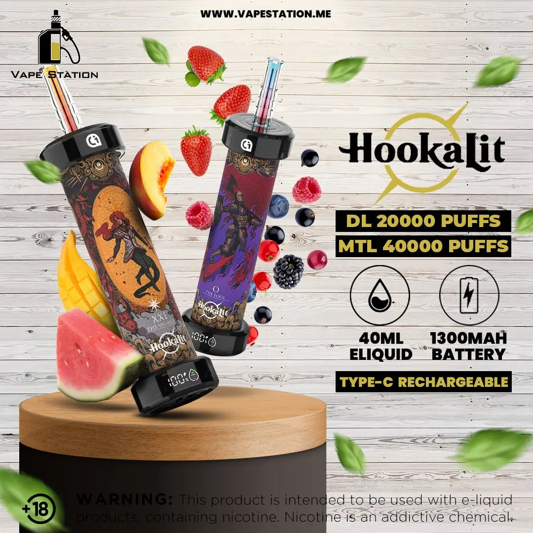 OLIT HookaLit 40,000 Puffs DTL Disposable Vape (3.5mg) - Hookah Lit ...